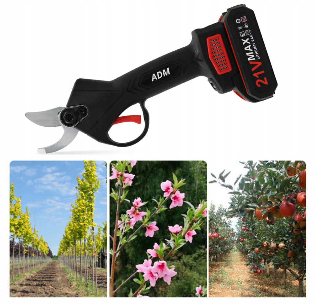 ADM Cordless Electric Pruner 21V with 2 Batteries | Garden Pruning Shears