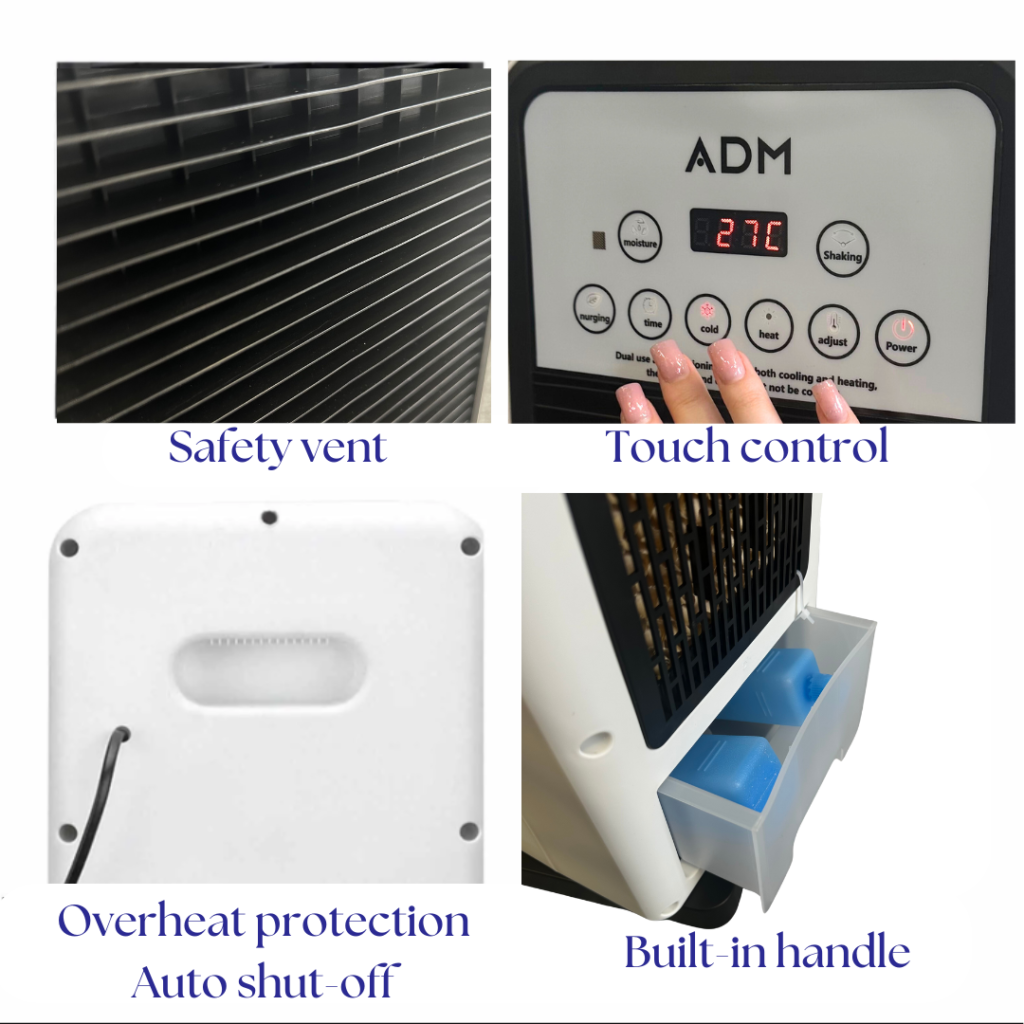 ADM portable air conditioner with heat & humidifier