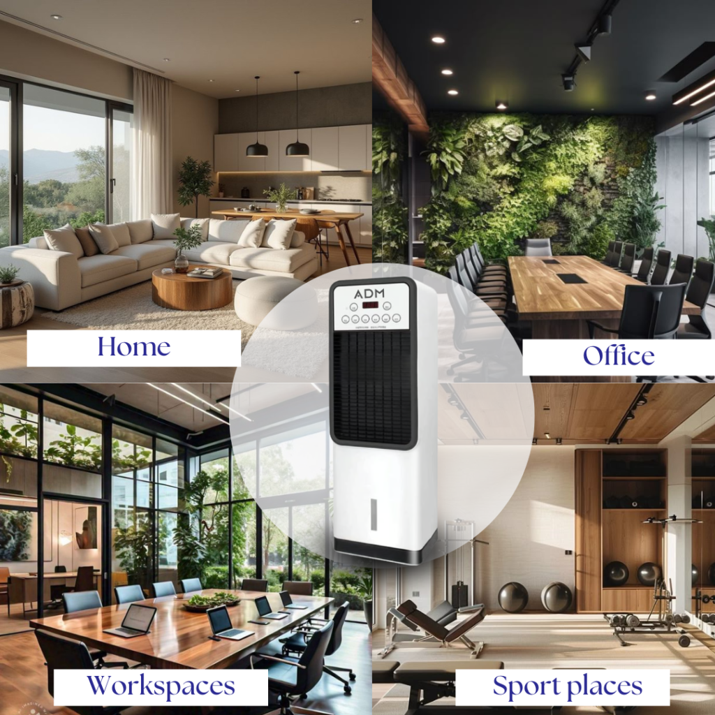 ADM portable air conditioner with heat & humidifier